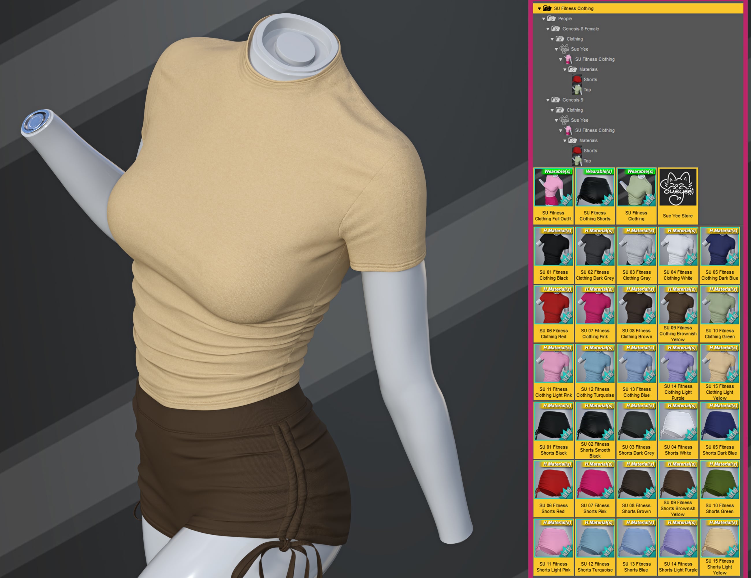 dForce SU Fitness Clothing for Genesis 9, 8.1, and 8 Female | Daz 3D