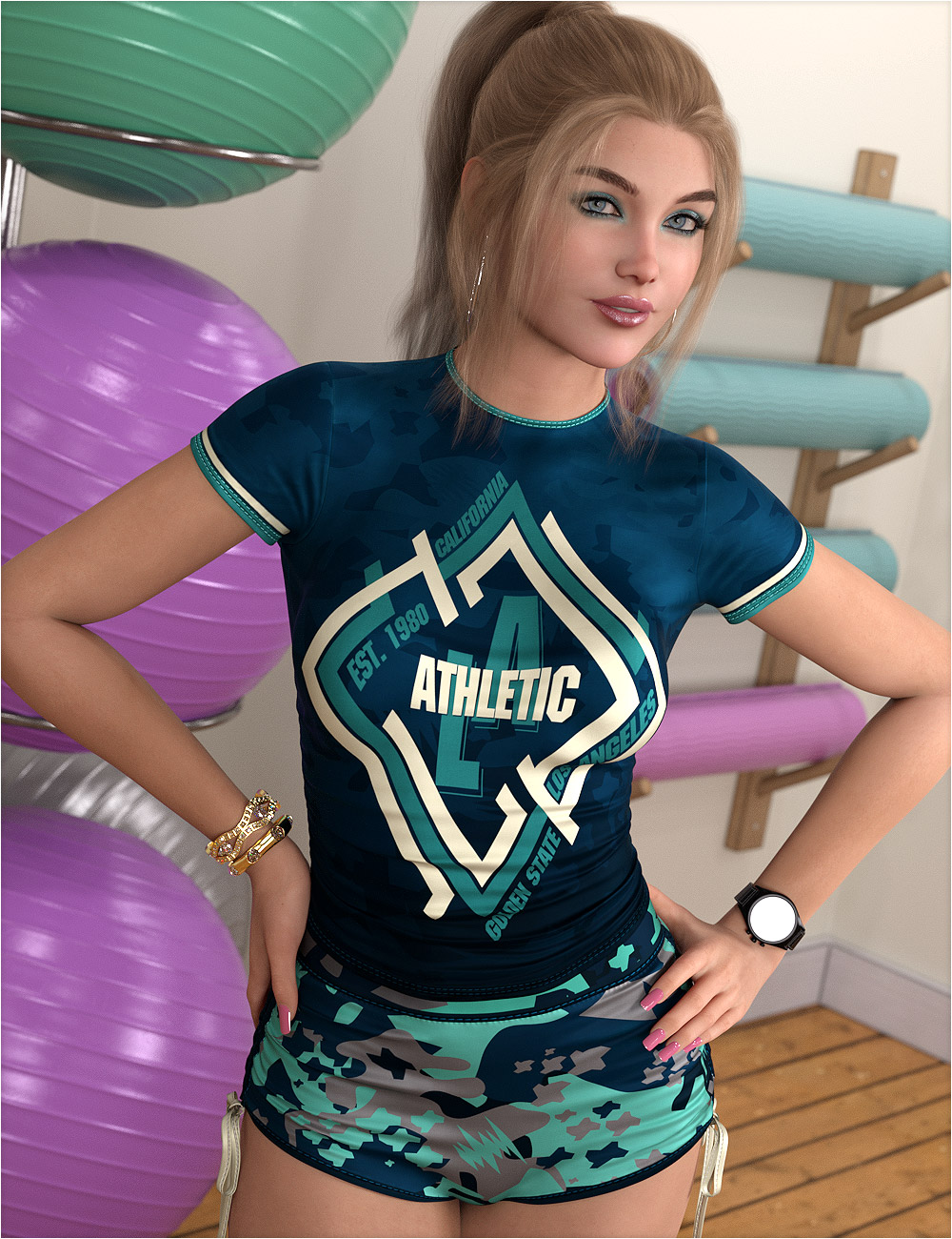 Exercise Textures for dForce SU Fitness Clothing | Daz 3D