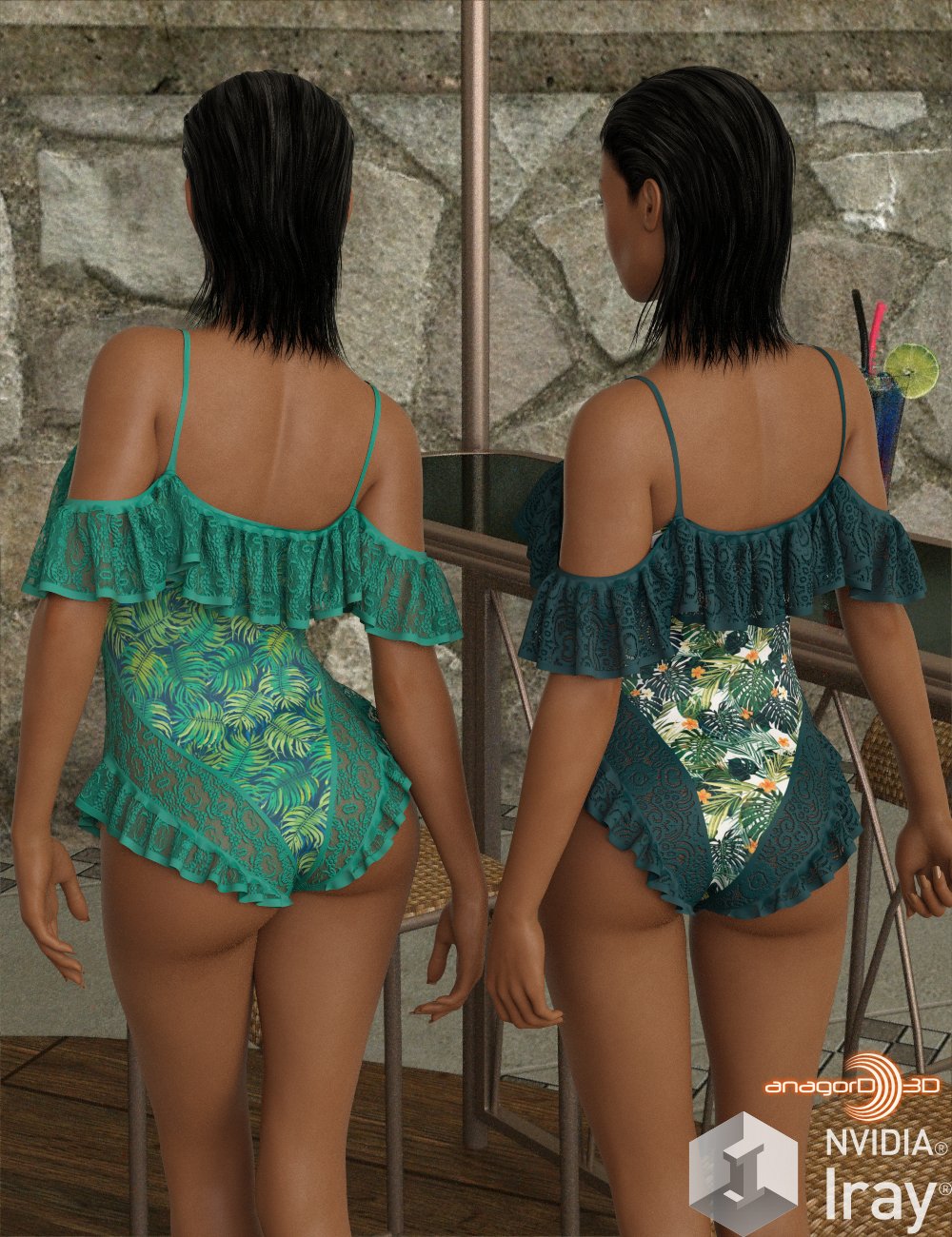VERSUS - dForce - Frilly Swimsuit for G8F | Daz 3D
