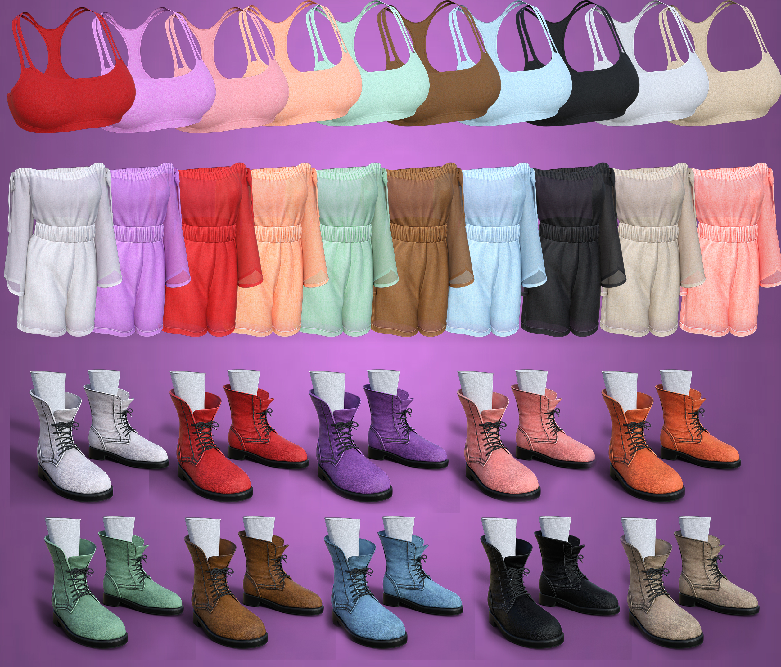 dForce Linen Jumpsuit Outfit for Genesis 9 | Daz 3D