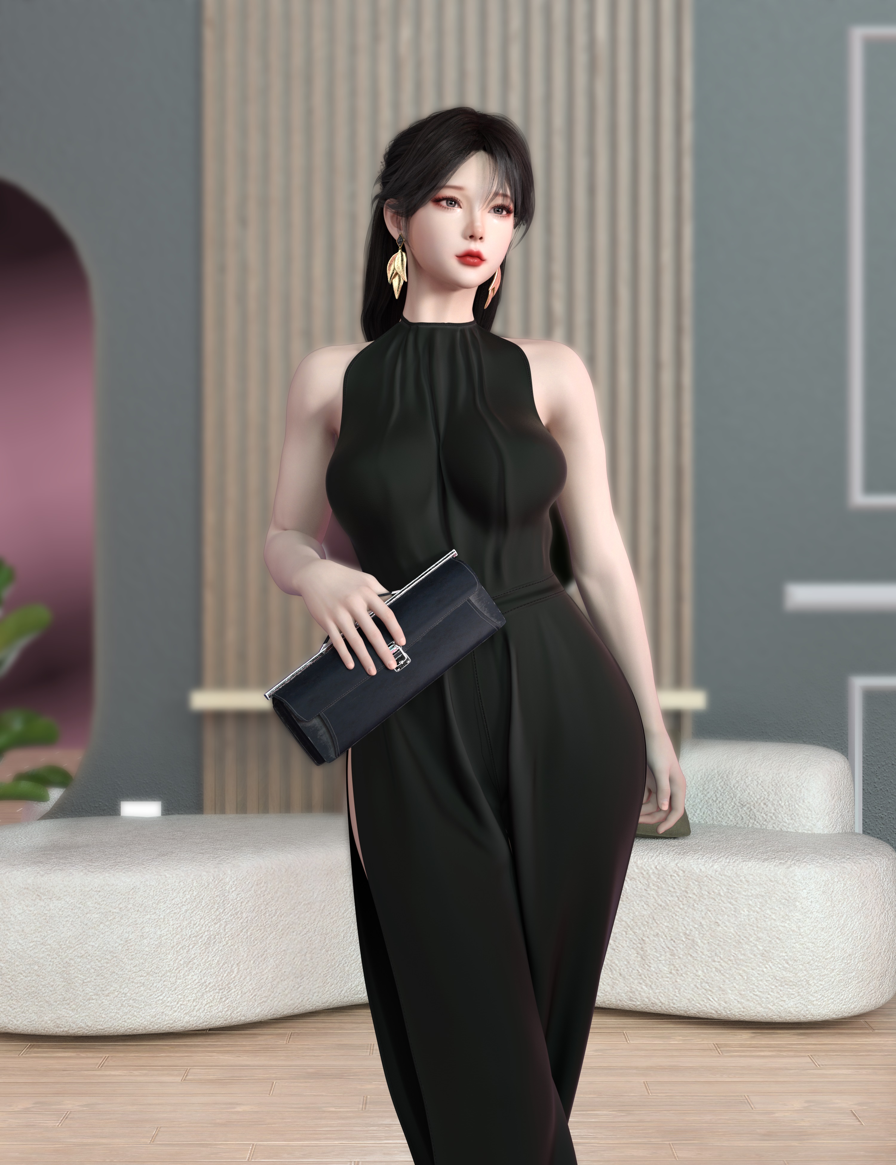 Noki Half-Up Bun with Bangs & Noki Mitsuki HD for Genesis 9 | Daz 3D