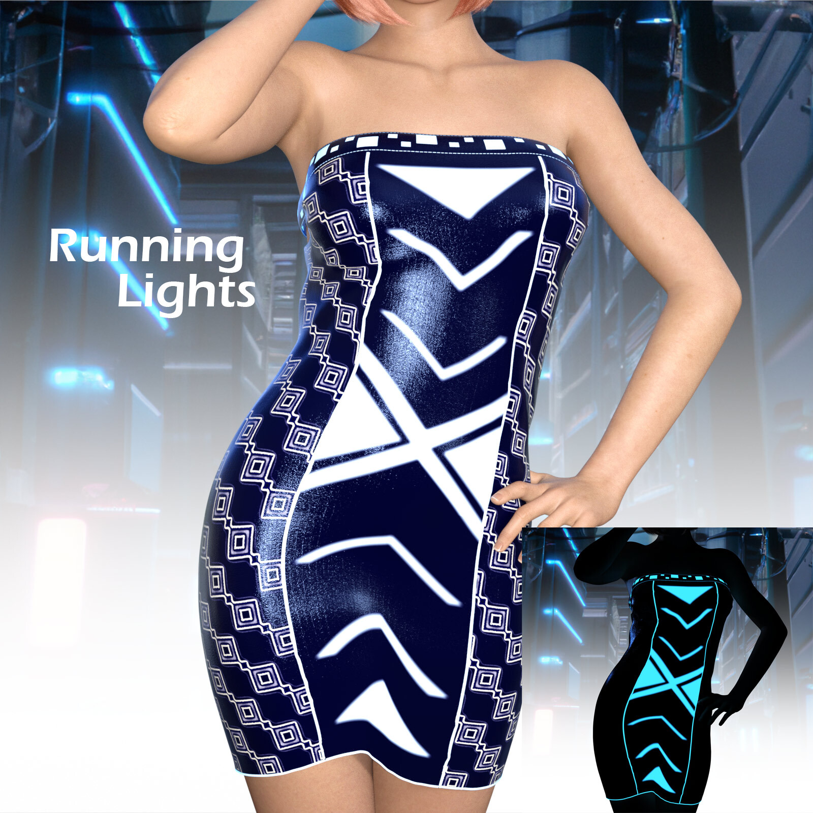 City Lights Add-On For Strapless Slip-On Gown for G8xF | Daz 3D