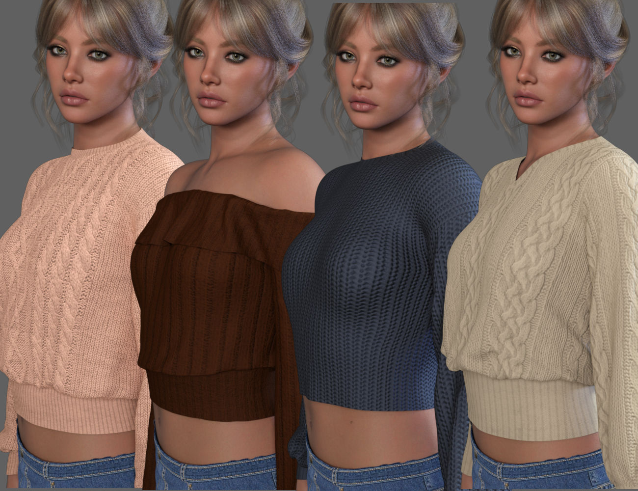 dForce PGWD Fall Sweaters for Genesis 9 | Daz 3D