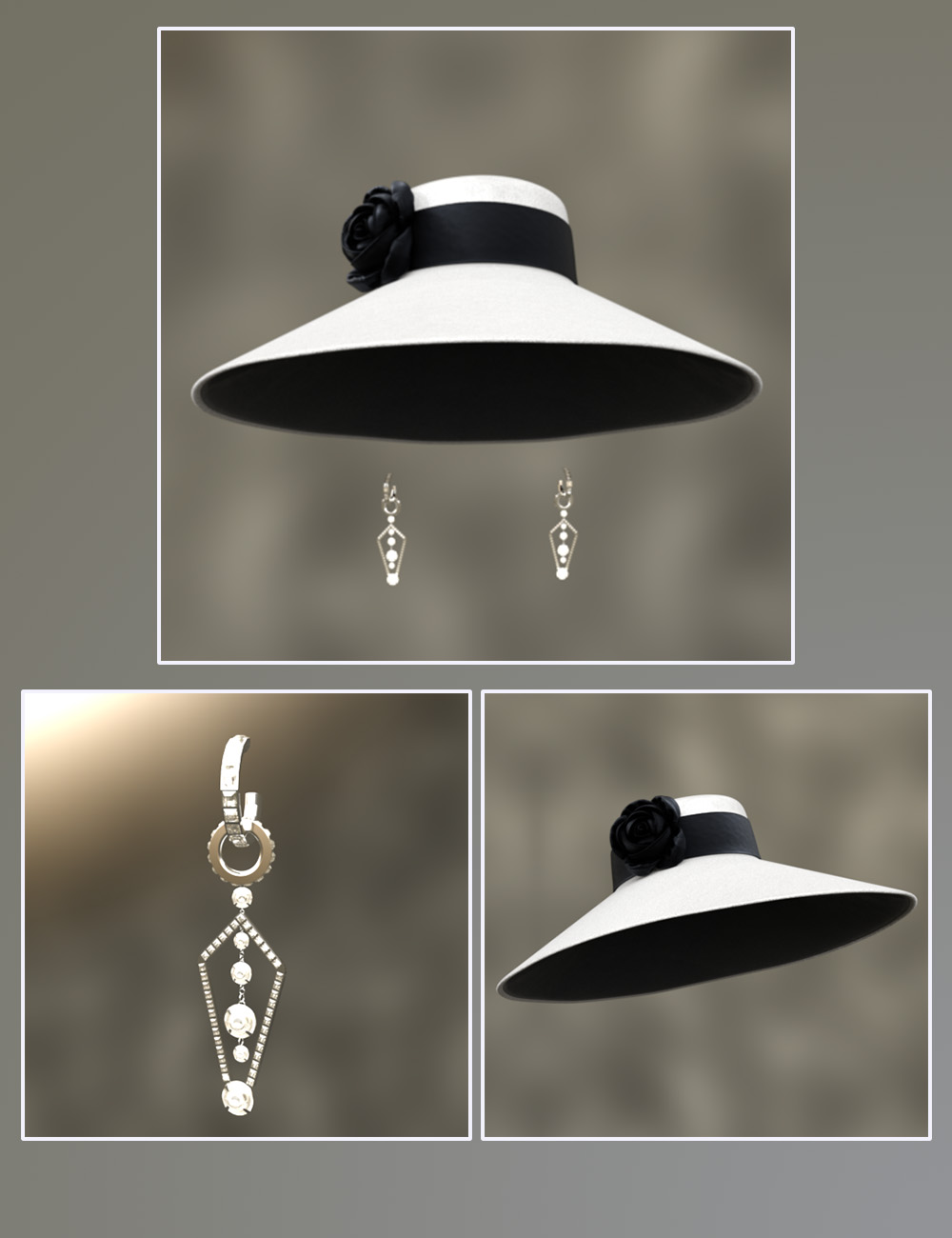 Glamour Hat Set Collection for Genesis 9 Female 01 | Daz 3D