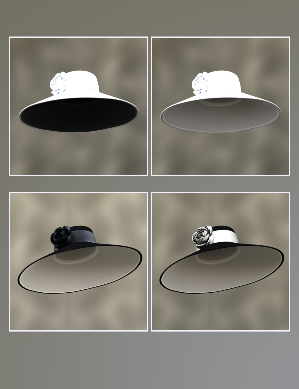 Glamour Hat Set Collection for Genesis 9 Female 01 | Daz 3D