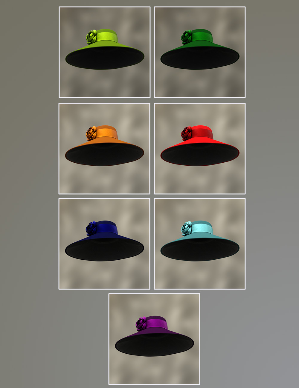 Glamour Hat Set Collection for Genesis 9 Female 01 | Daz 3D
