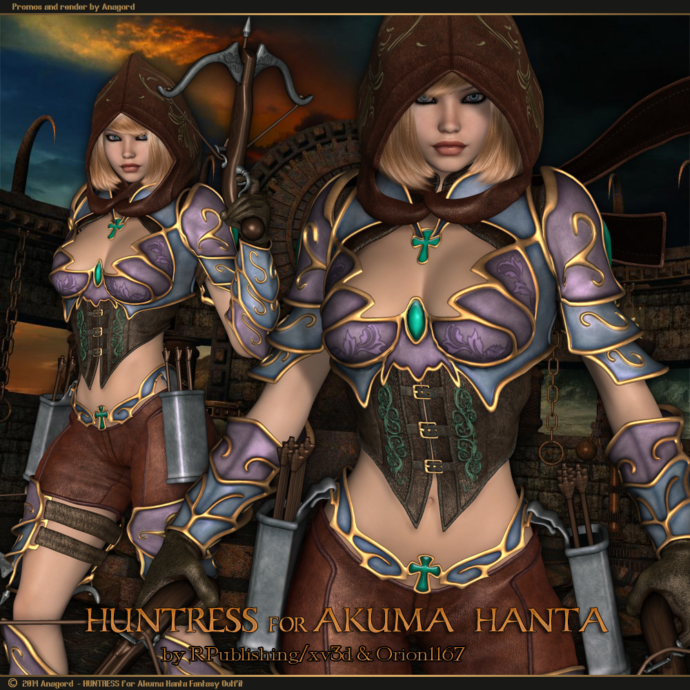 HUNTRESS for Akuma Hanta Fantasy Outfit | Daz 3D