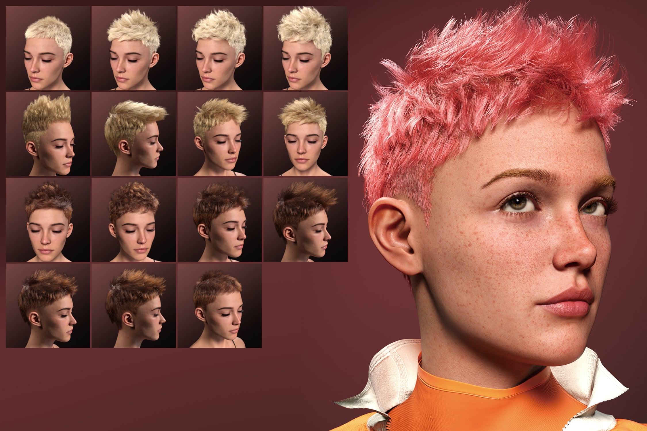 dForce FE Strand-Based Airplane Hair for Genesis 9 | Daz 3D