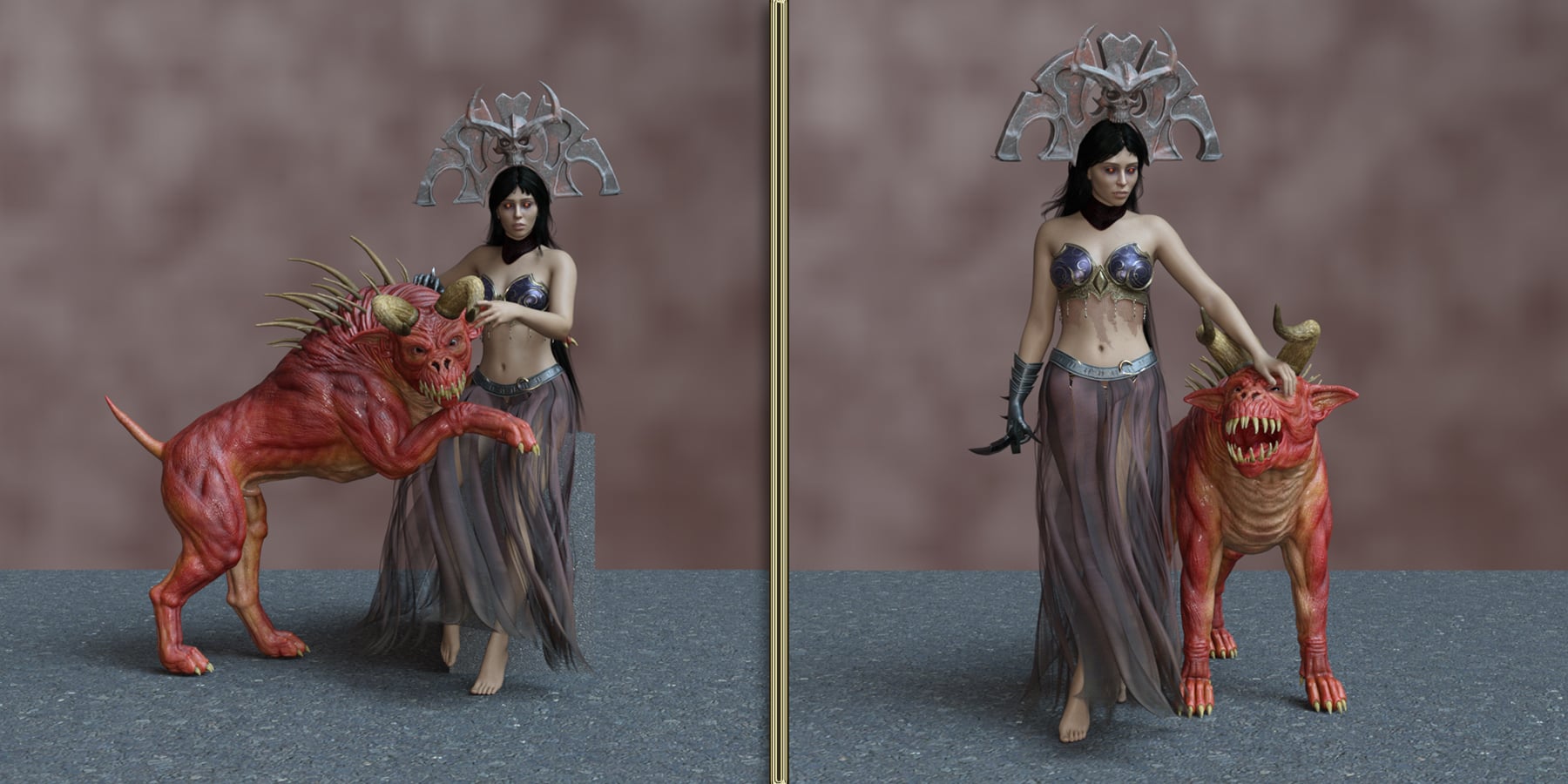 Hell Hound Poses for Genesis 9 Feminine and Demon Dog | Daz 3D