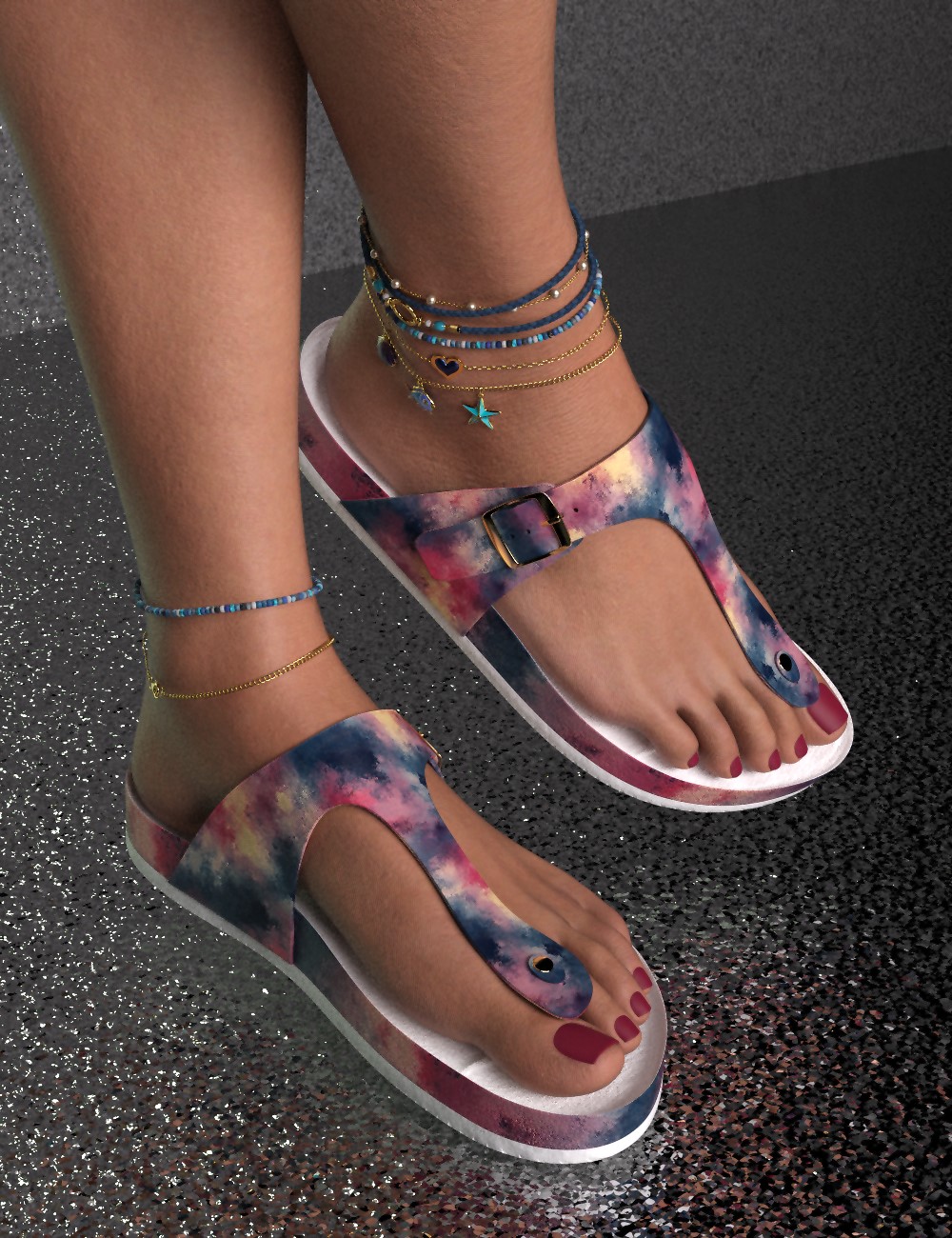 Colorbomb-CW TStrap Cork Slides | Daz 3D