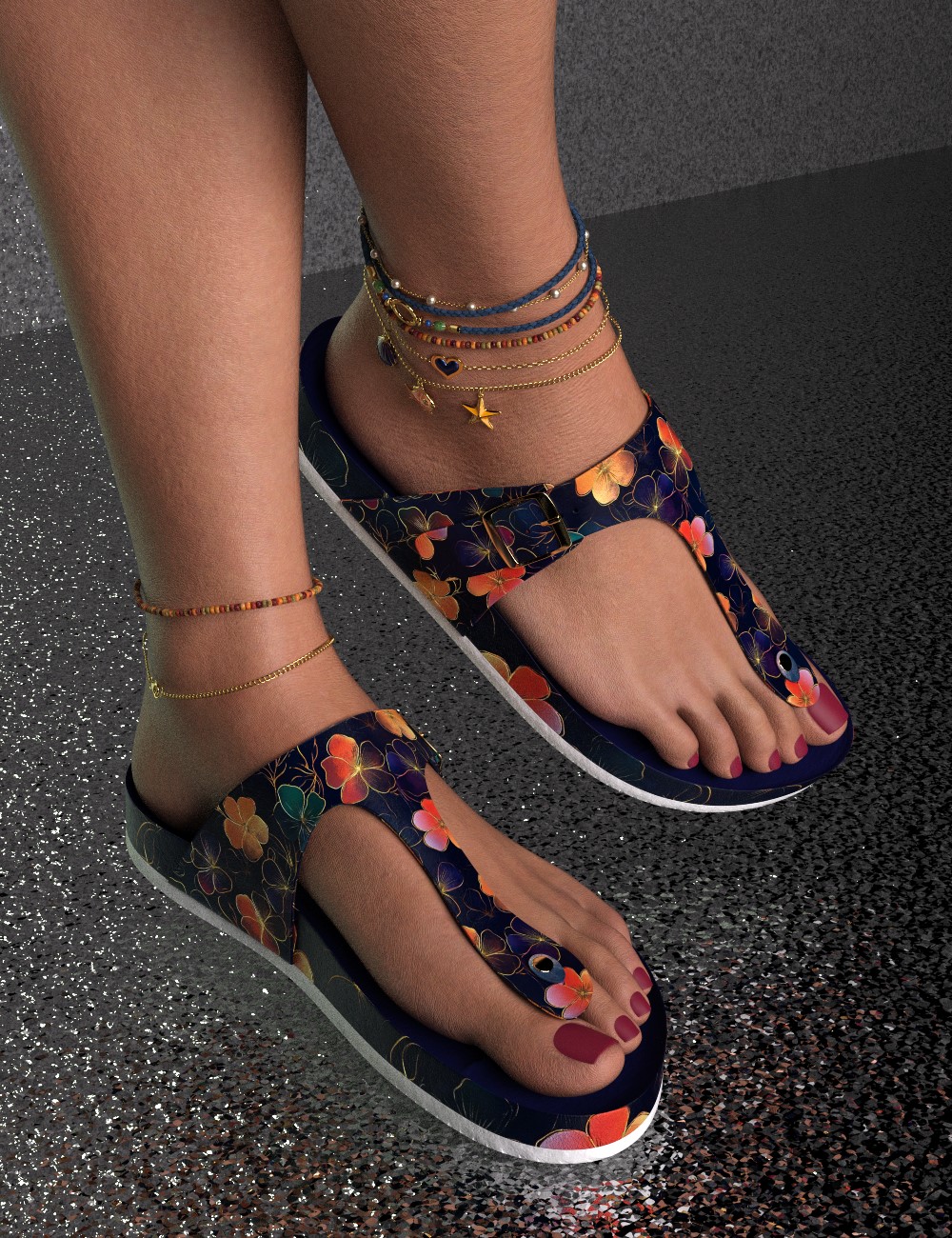 Colorbomb-CW TStrap Cork Slides | Daz 3D
