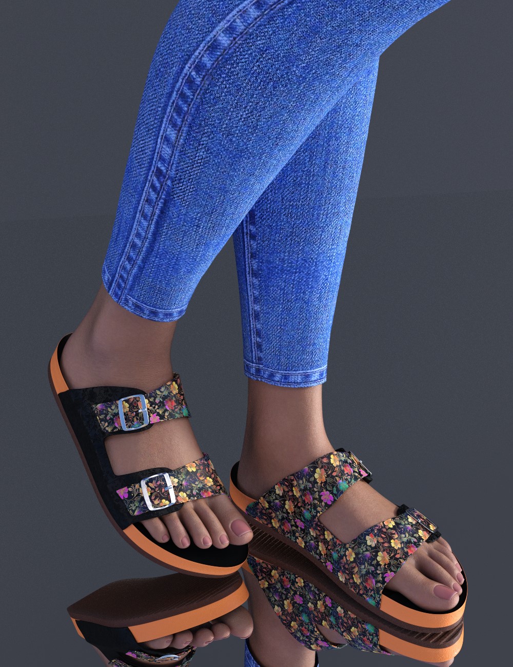 Colorbomb-CW Double Strap Cork Slides | Daz 3D