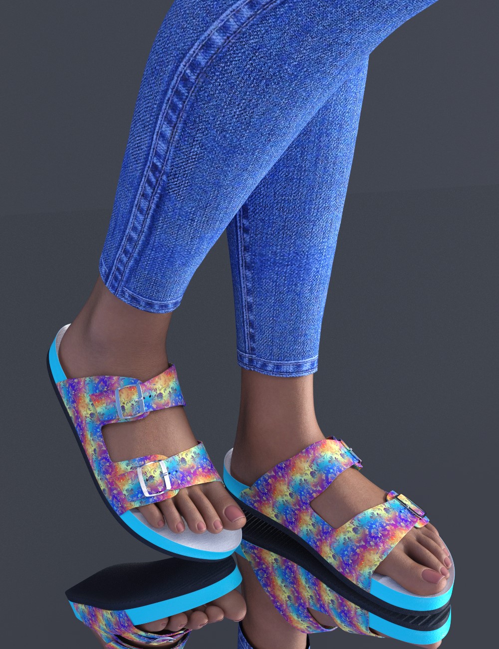 Colorbomb-CW Double Strap Cork Slides | Daz 3D