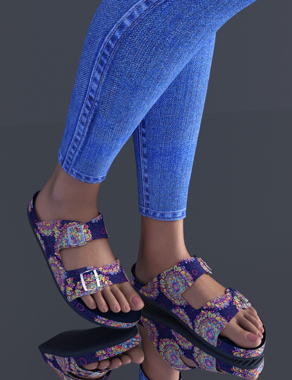 Colorbomb-CW Double Strap Cork Slides | Daz 3D