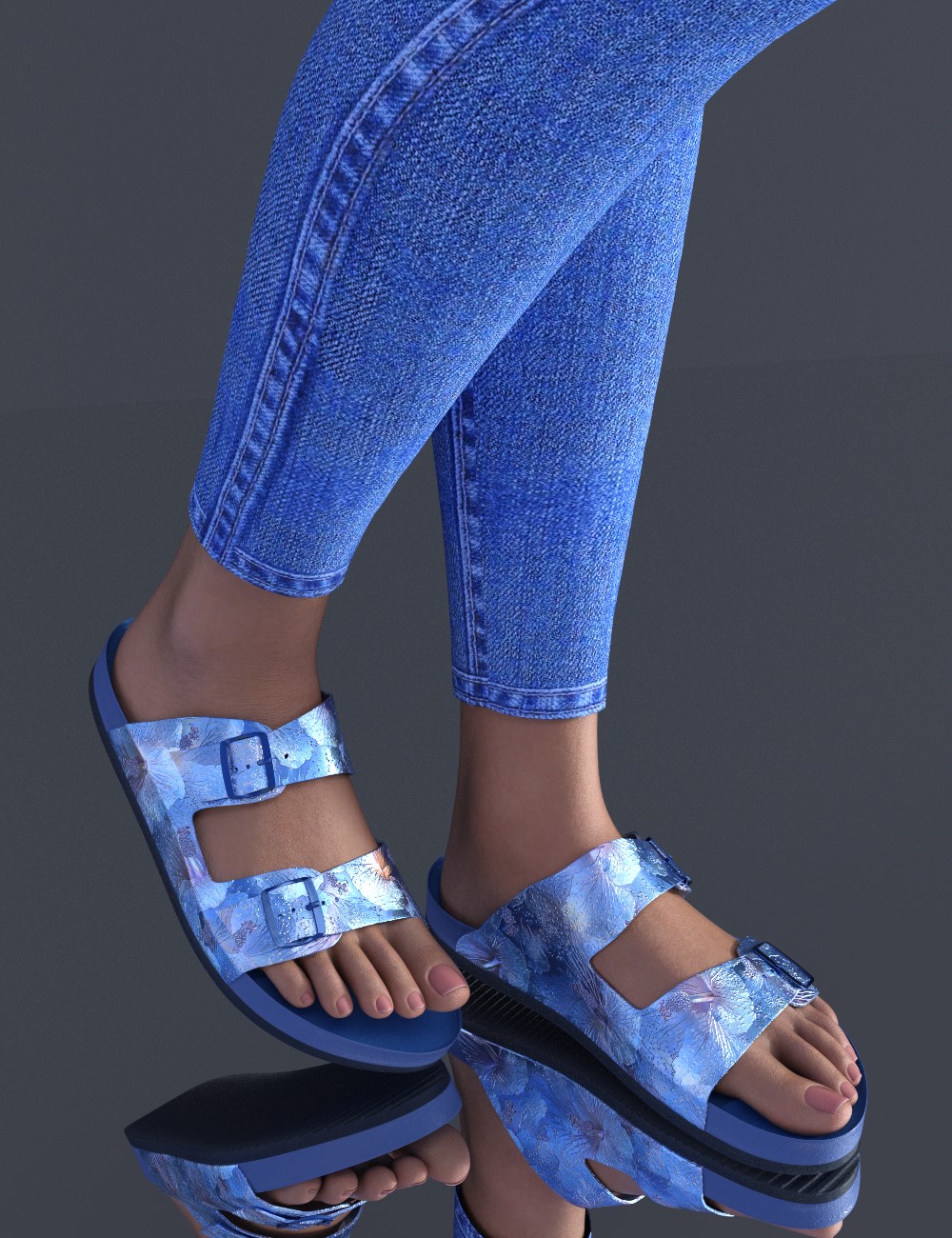 Colorbomb-CW Double Strap Cork Slides | Daz 3D