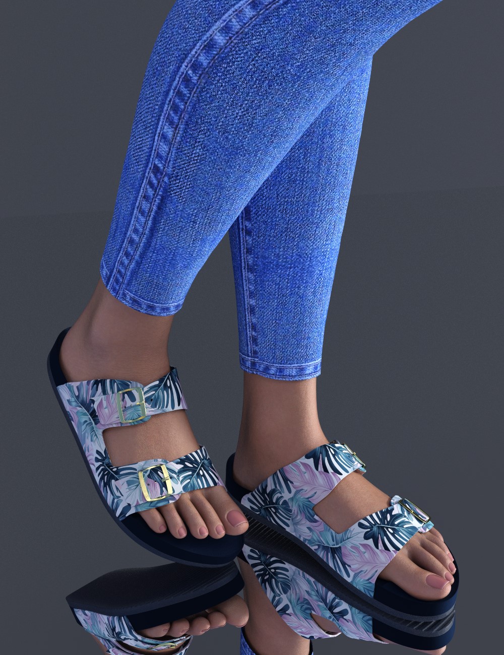 Colorbomb-CW Double Strap Cork Slides | Daz 3D
