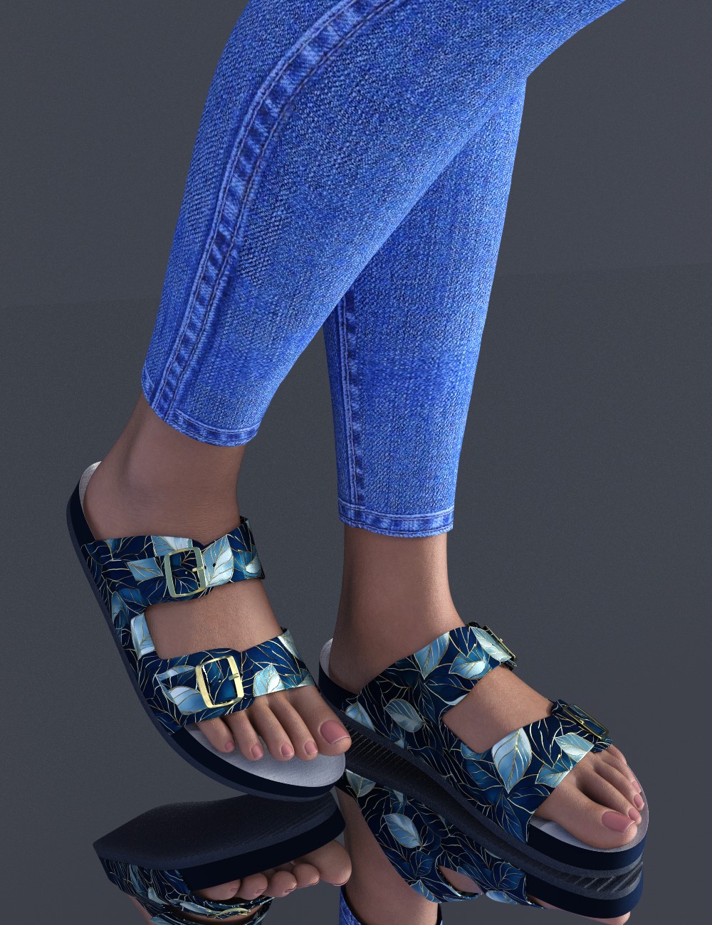 Colorbomb-CW Double Strap Cork Slides | Daz 3D