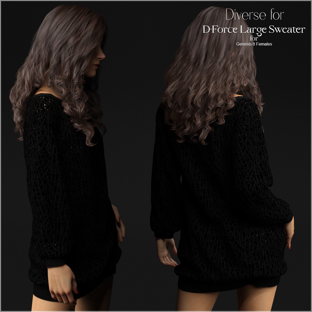 Diverse for D-Force Large Sweater for G8F and G8.1F | Daz 3D