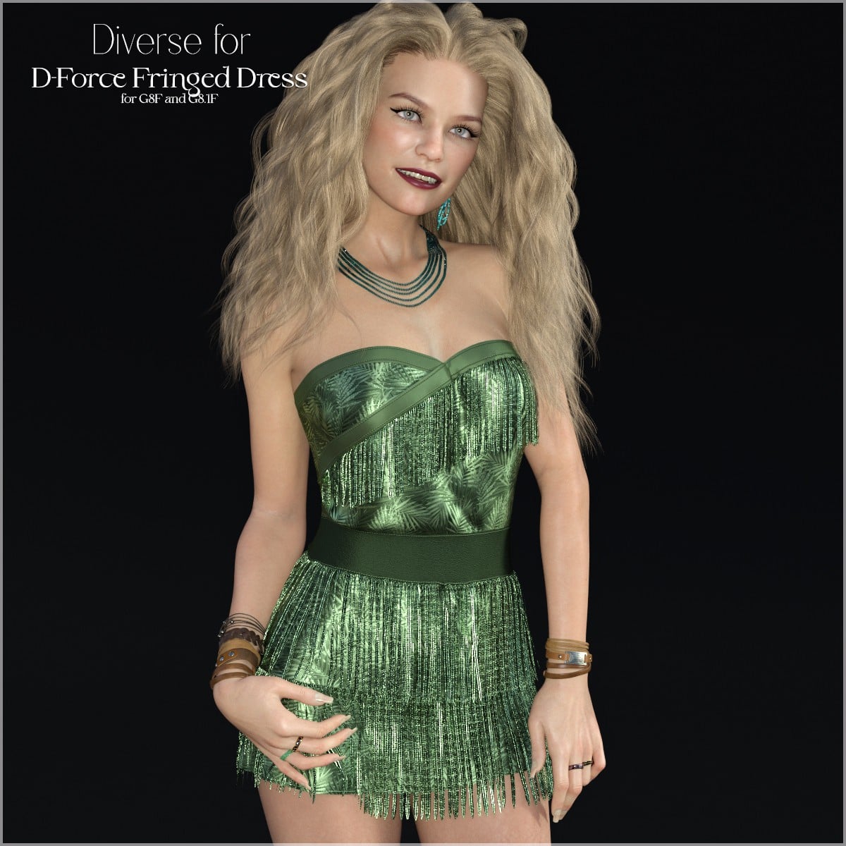 Diverse for D-Force Fringed Dress | Daz 3D