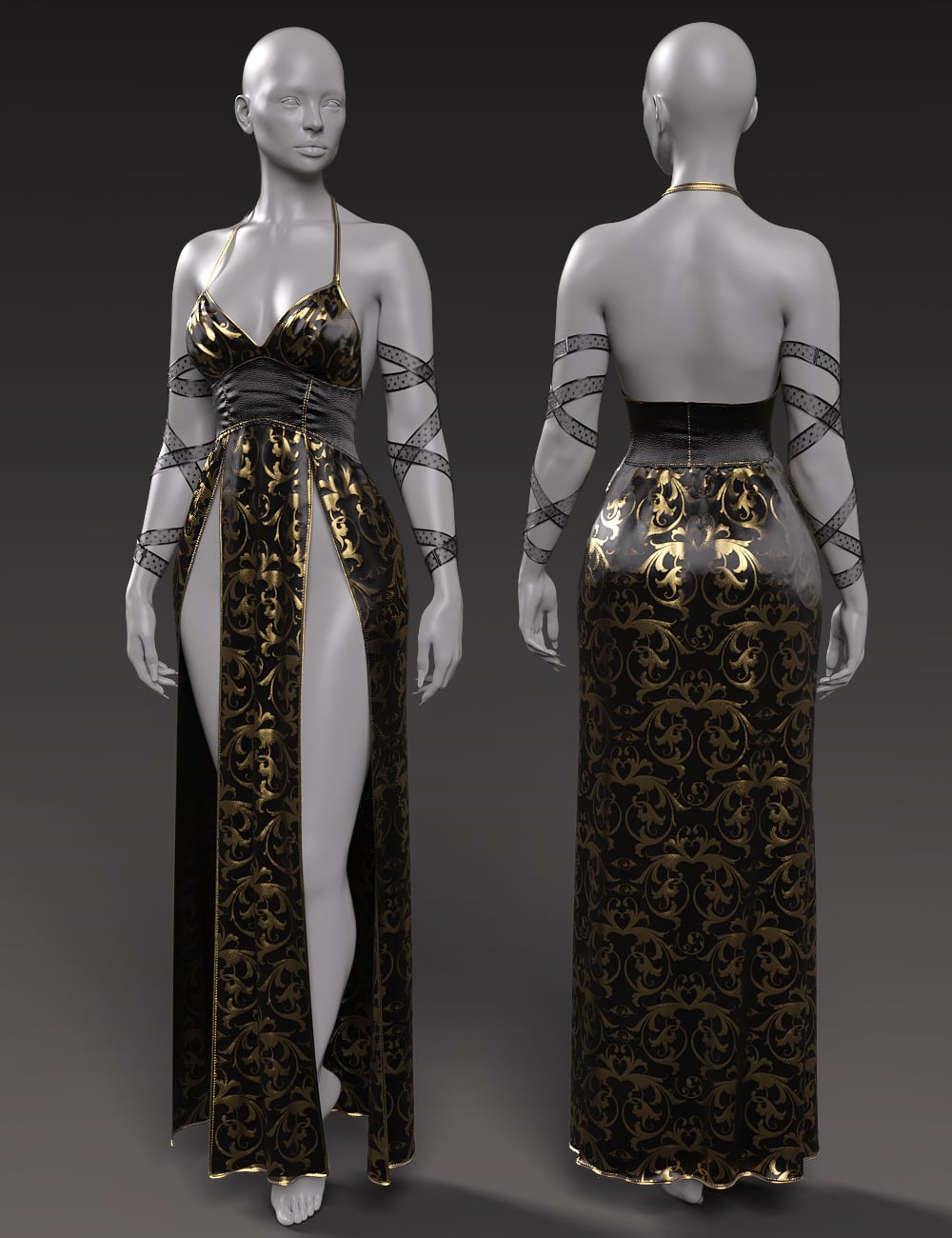 VERSUS - dForce Sunset Maxi Dress for Genesis 9 Add-On | Daz 3D