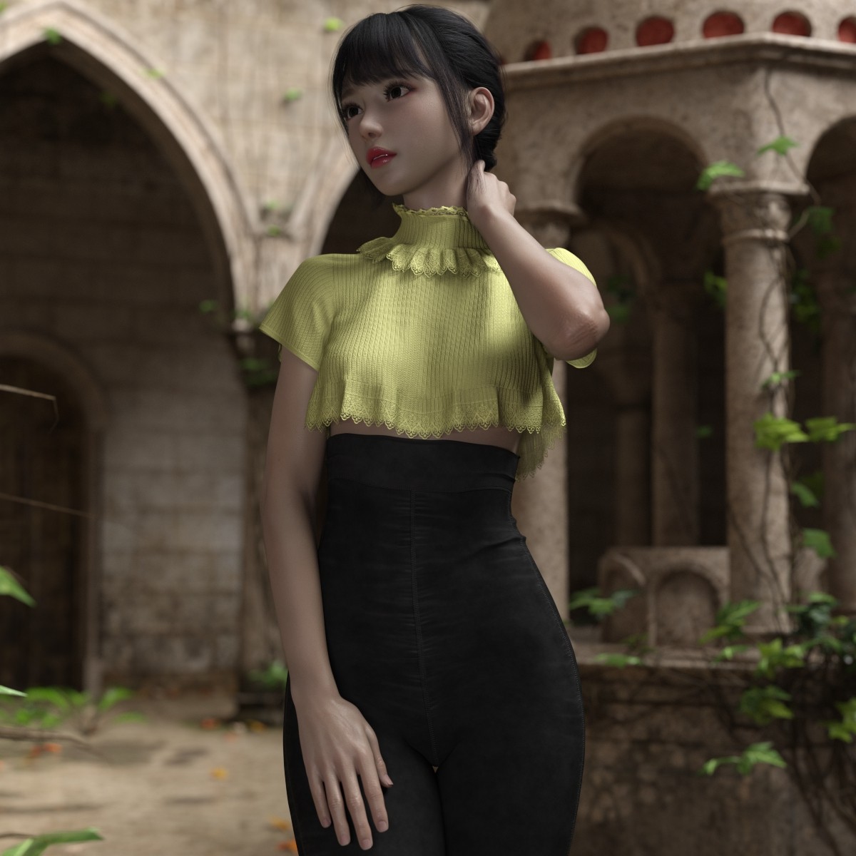 D-Force Crop Ruffle Blouse for Genesis 8 Females | Daz 3D