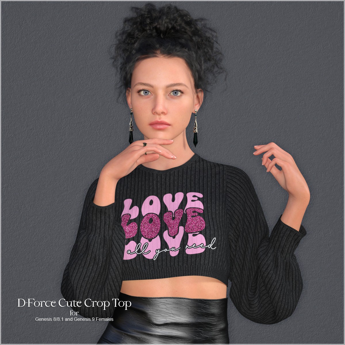 D-Force Cute Crop Top for Genesis 8 and 9 Females | Daz 3D