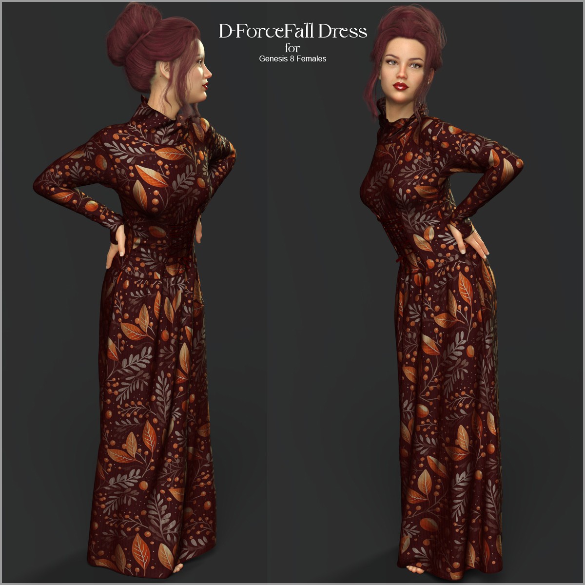 D-Force Fall Dress for G8F and G8.1F | Daz 3D