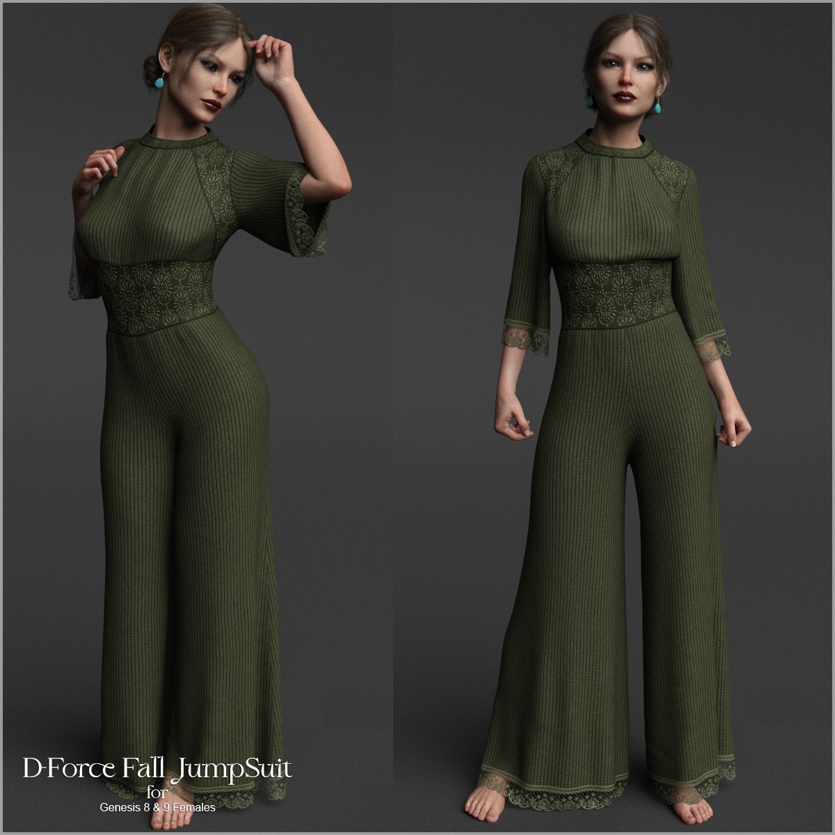 D-Force Fall JumpSuit for Genesis 8 and 9 Females | Daz 3D