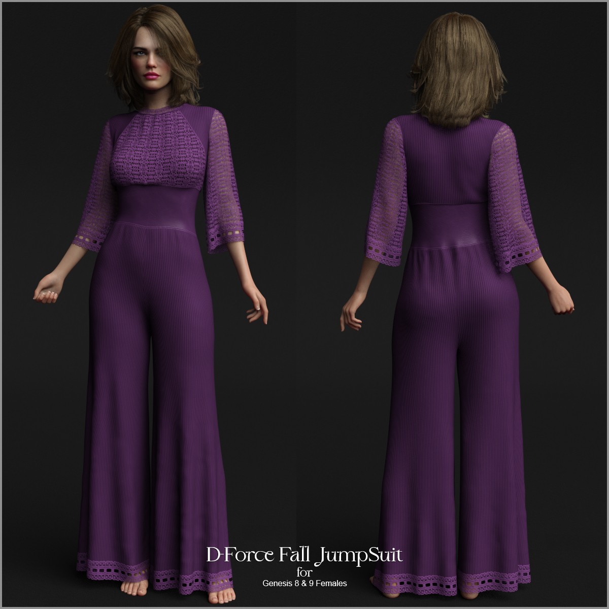 D-Force Fall JumpSuit for Genesis 8 and 9 Females | Daz 3D
