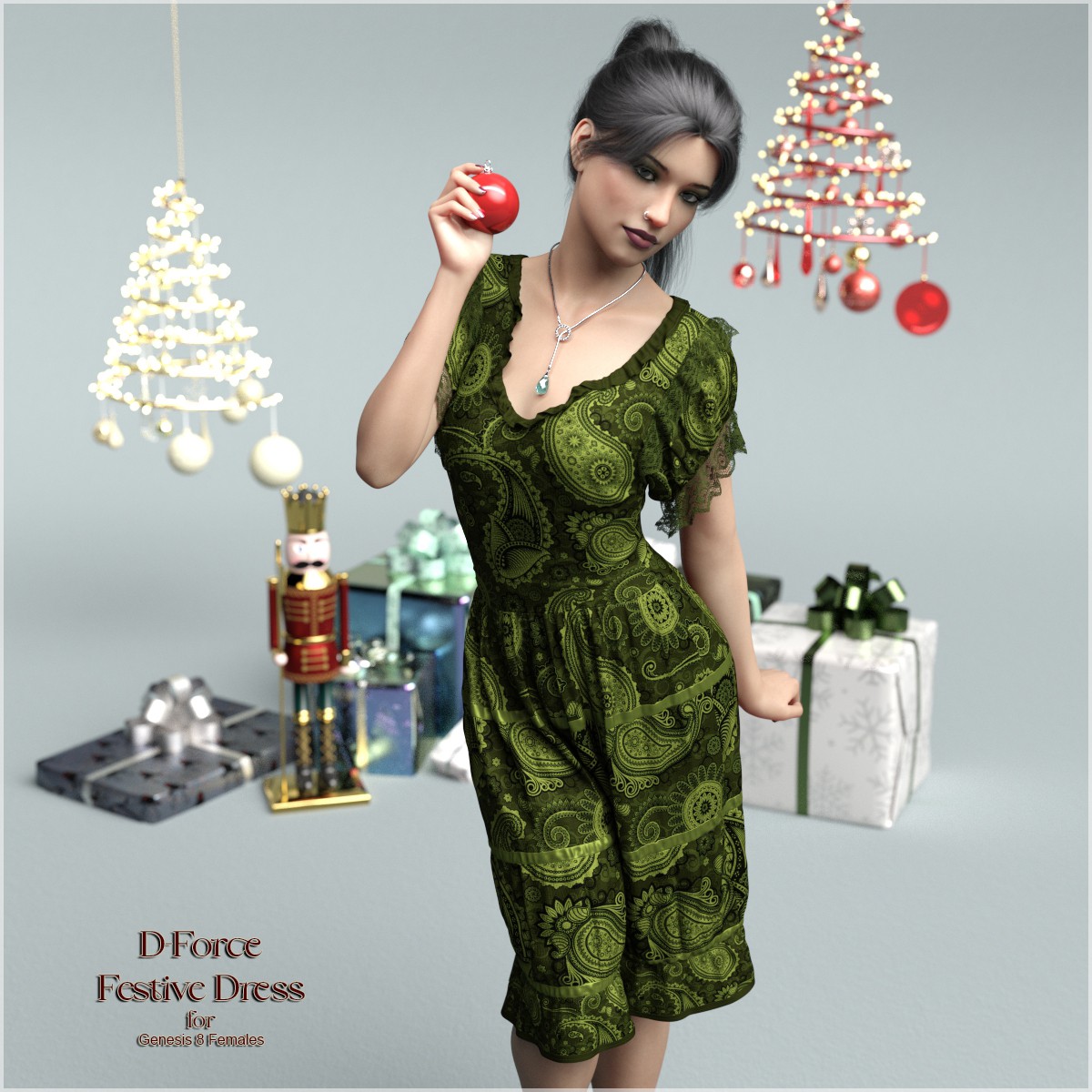 D-Force Festive Dress for G8F and G8.1F | Daz 3D