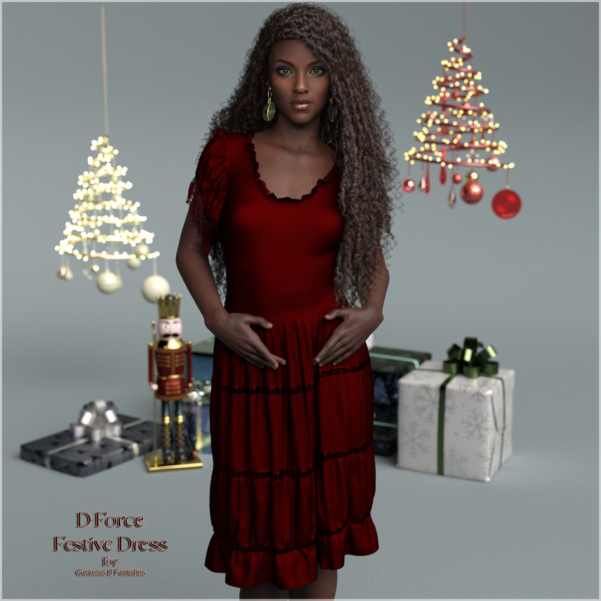 D-Force Festive Dress for G8F and G8.1F | Daz 3D