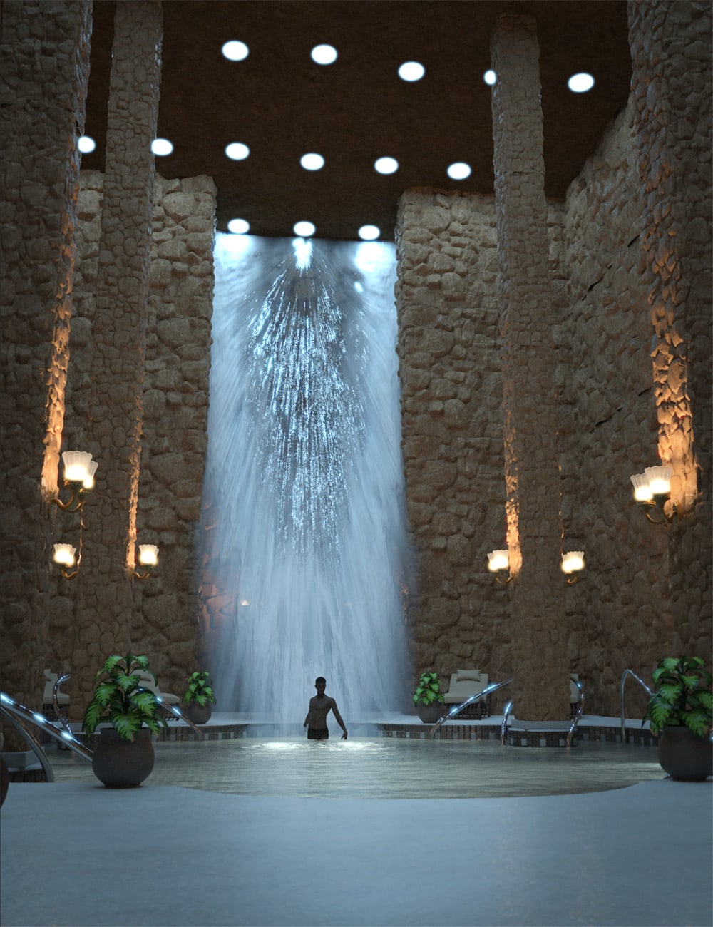 dForce Waterfall and Hair Prop | Daz 3D