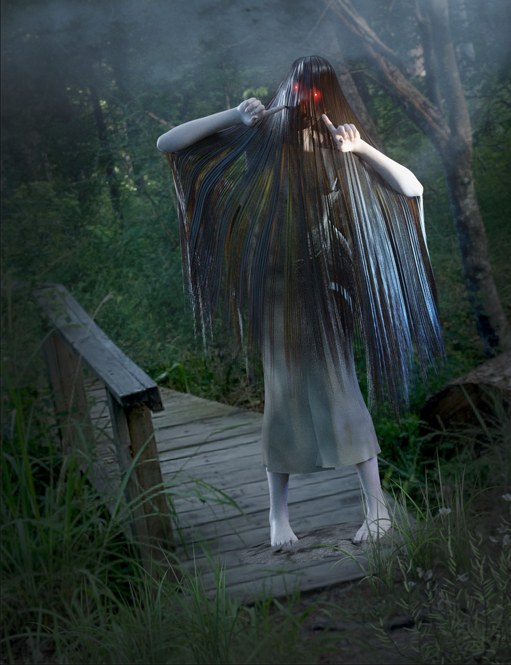 dForce Waterfall and Hair Prop | Daz 3D