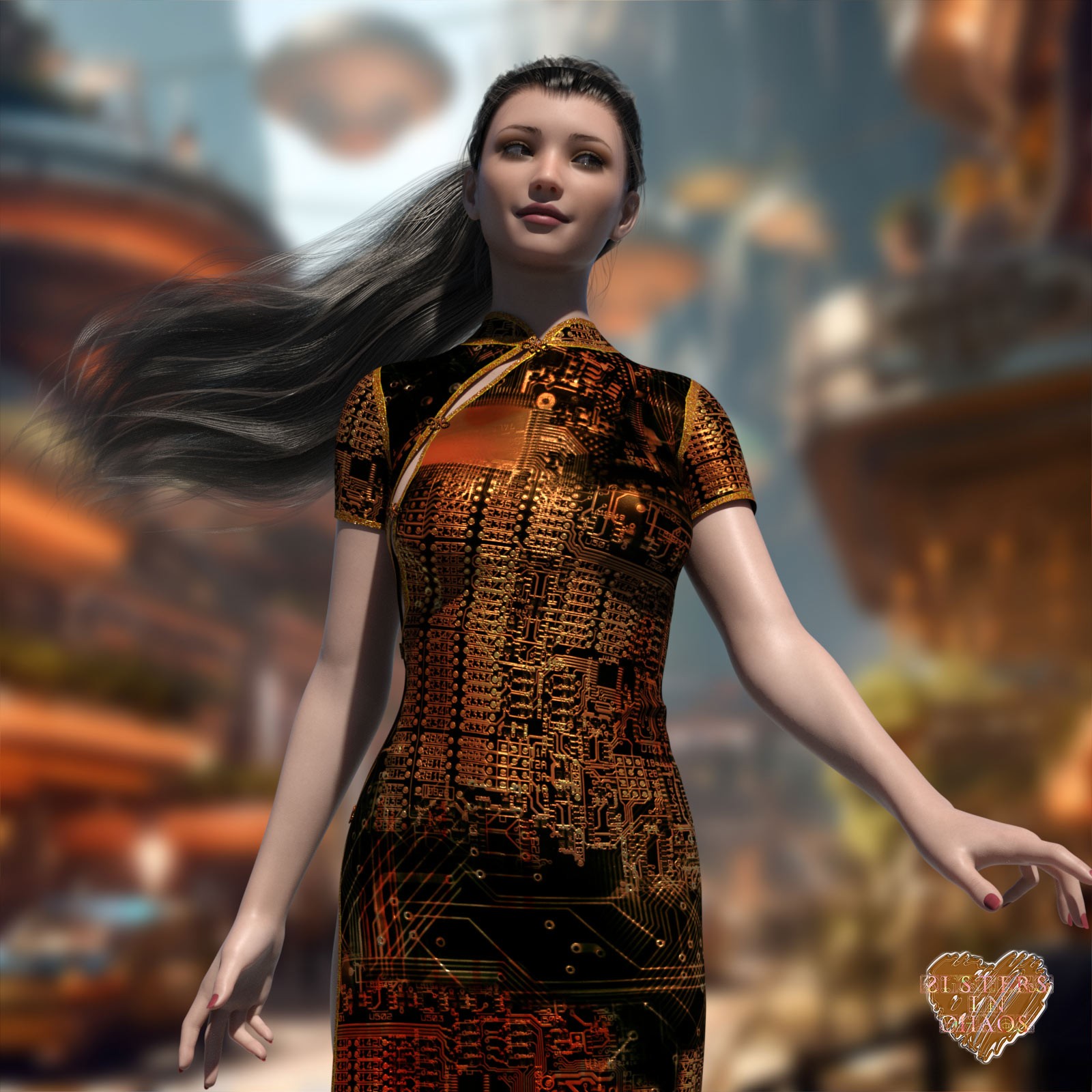 SIC Cyberpunk for Xiah Dress | Daz 3D