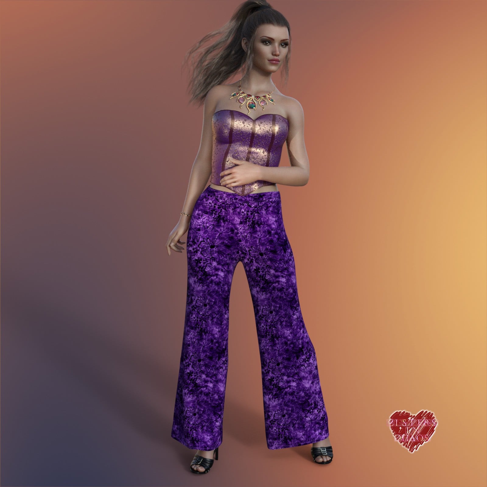 SIC Dot Palazzo Pants G8xF | Daz 3D