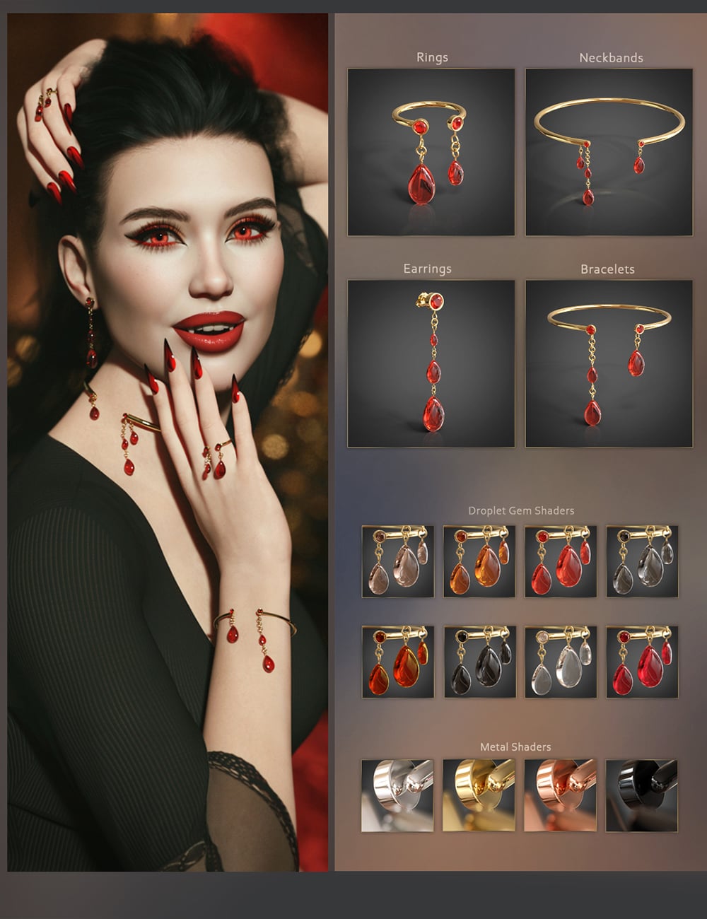 Addy Maia Vampire and Jewelry Addon for Genesis 9 | Daz 3D