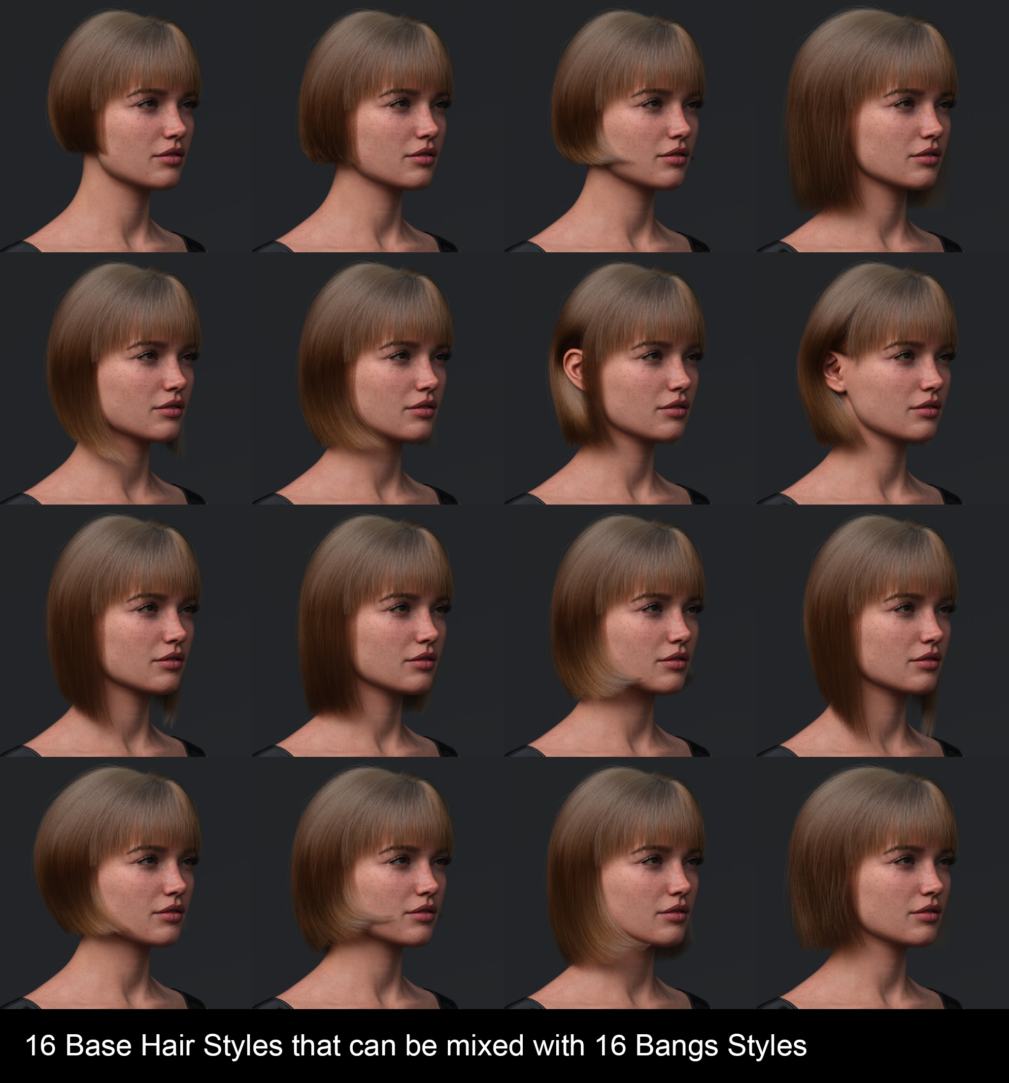 dForce Strand-Based Classic Bob 2 Hair for Genesis 9 and 8 Female | Daz 3D