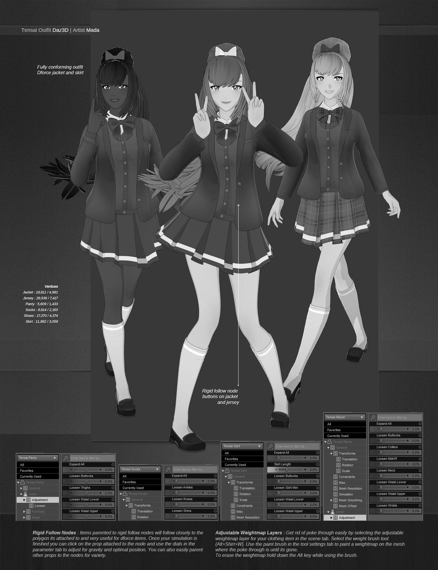 dForce Tensai School Uniform for Genesis 9 Toons | Daz 3D