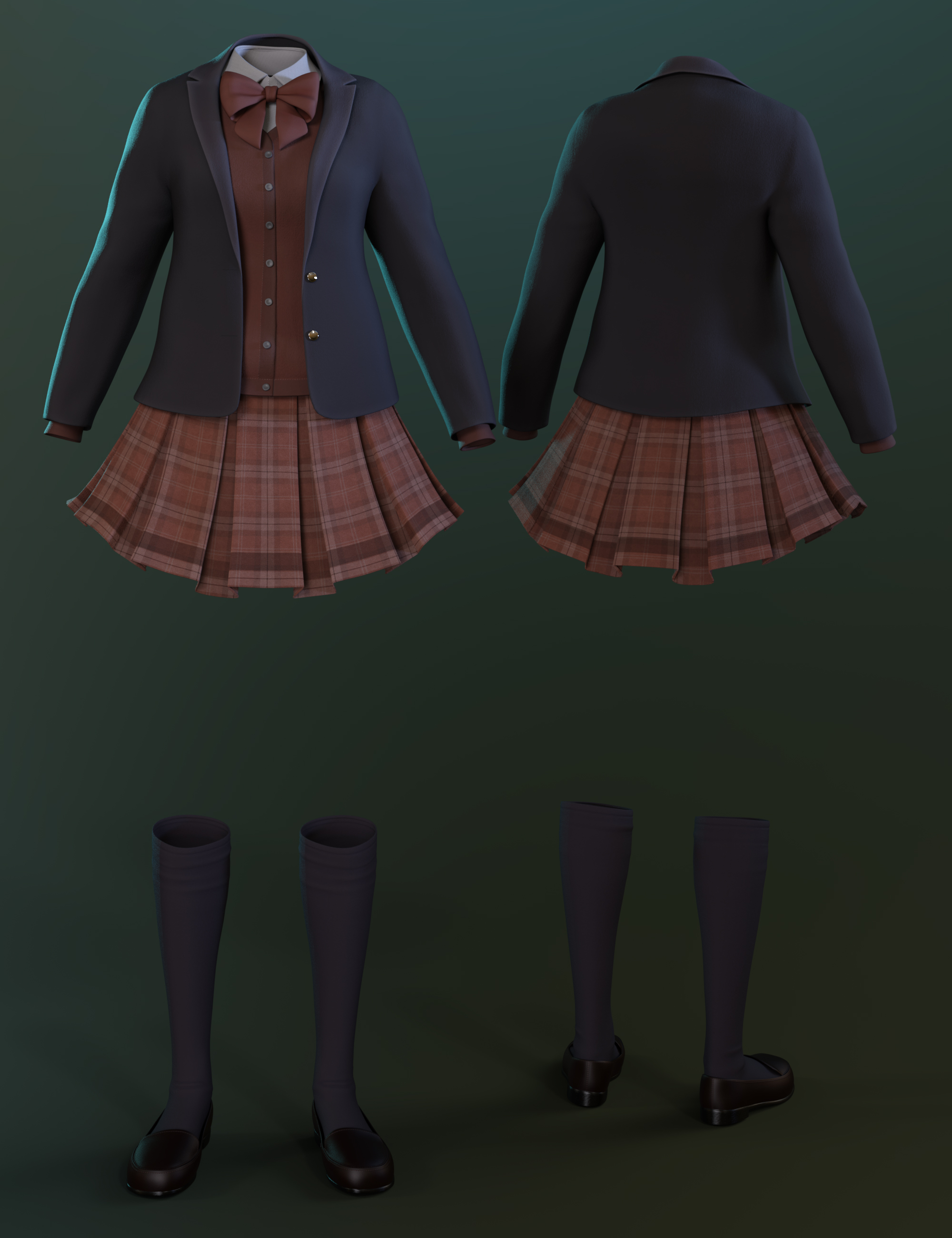Tensai School Uniform Texture Add-On Iray | Daz 3D