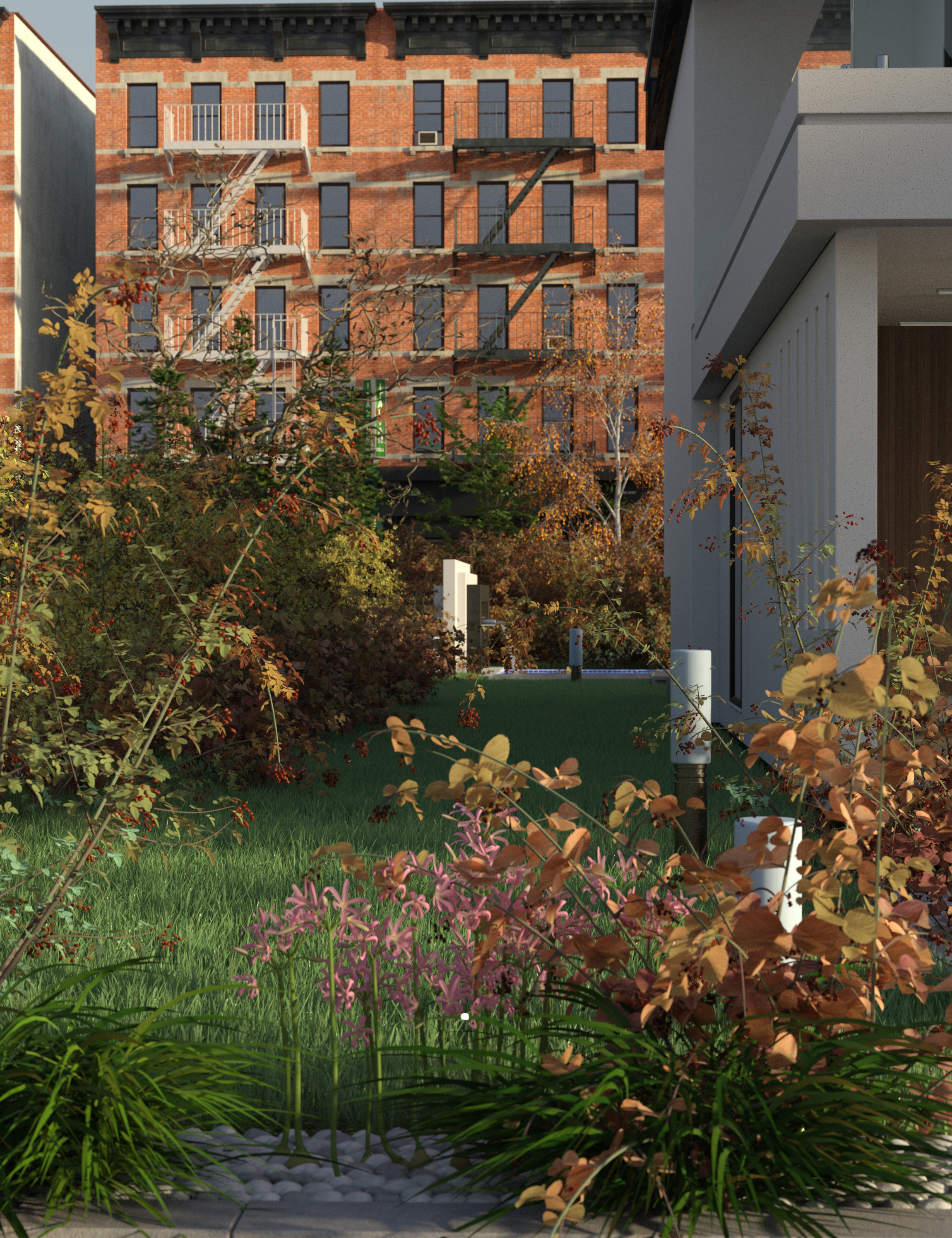 Hedgerow Kit 3 - Fall Hawthorne Hedges Brambles and DogRose | Daz 3D