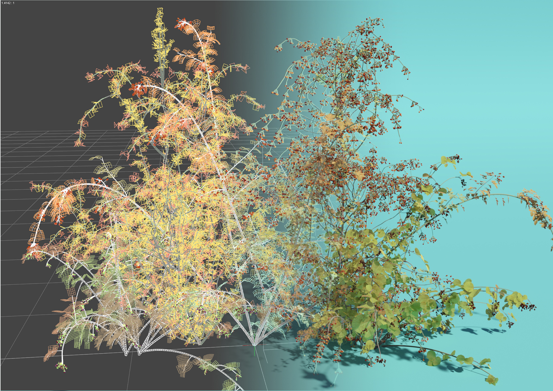 Hedgerow Kit 3 - Fall Hawthorne Hedges Brambles and DogRose | Daz 3D