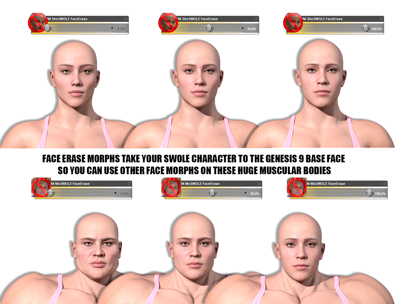 SWOLE 9 Face Erase | Daz 3D
