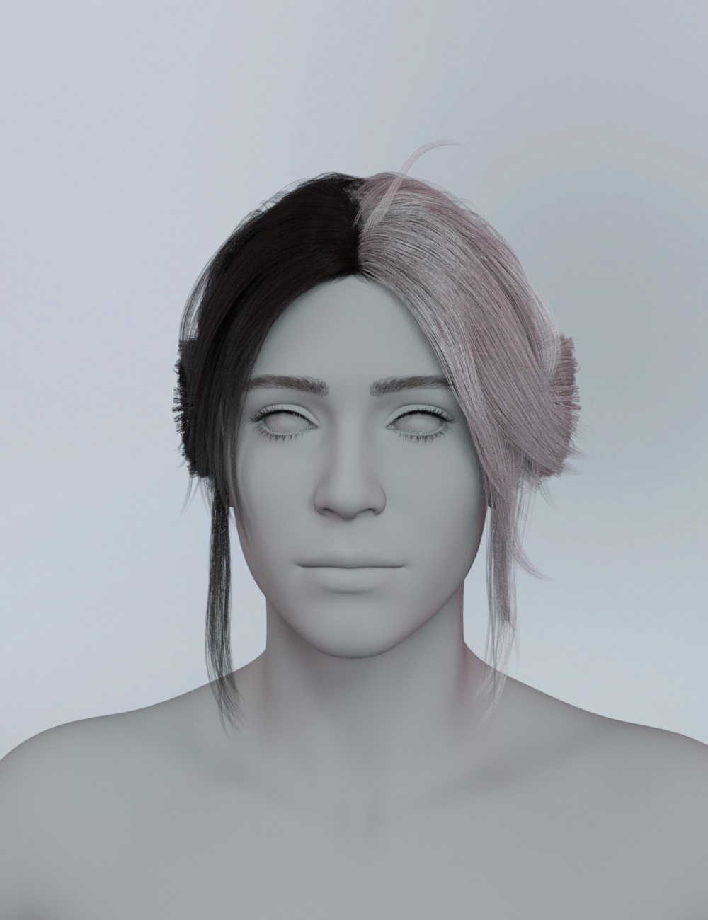 Noki Dual-Tone Low Bun Hair for Genesis 9 | Daz 3D