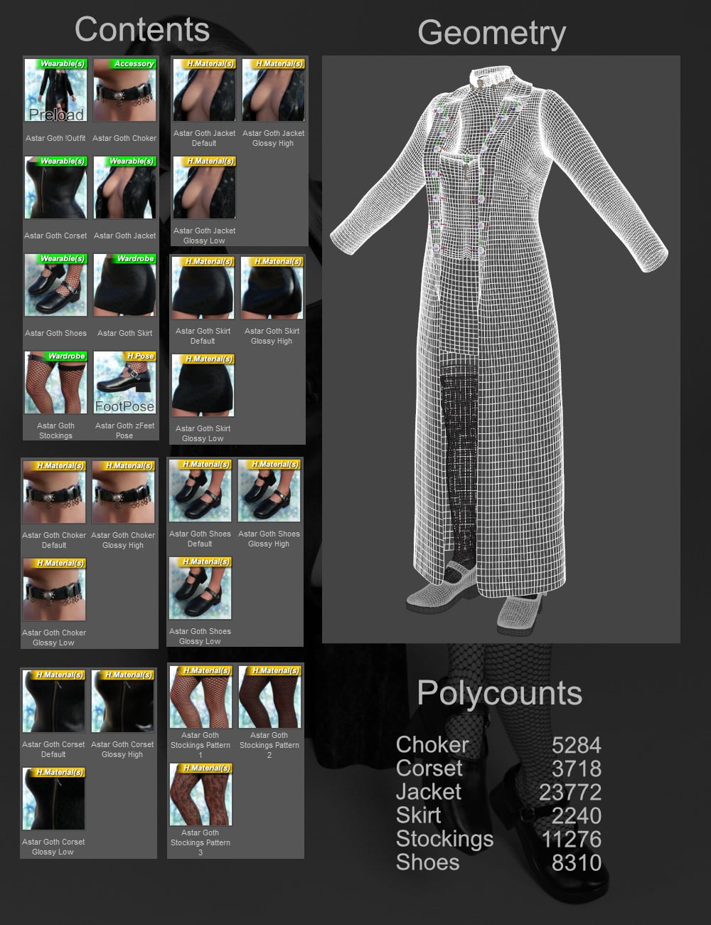 dForce Aster Goth Outfit for Genesis 9 | Daz 3D