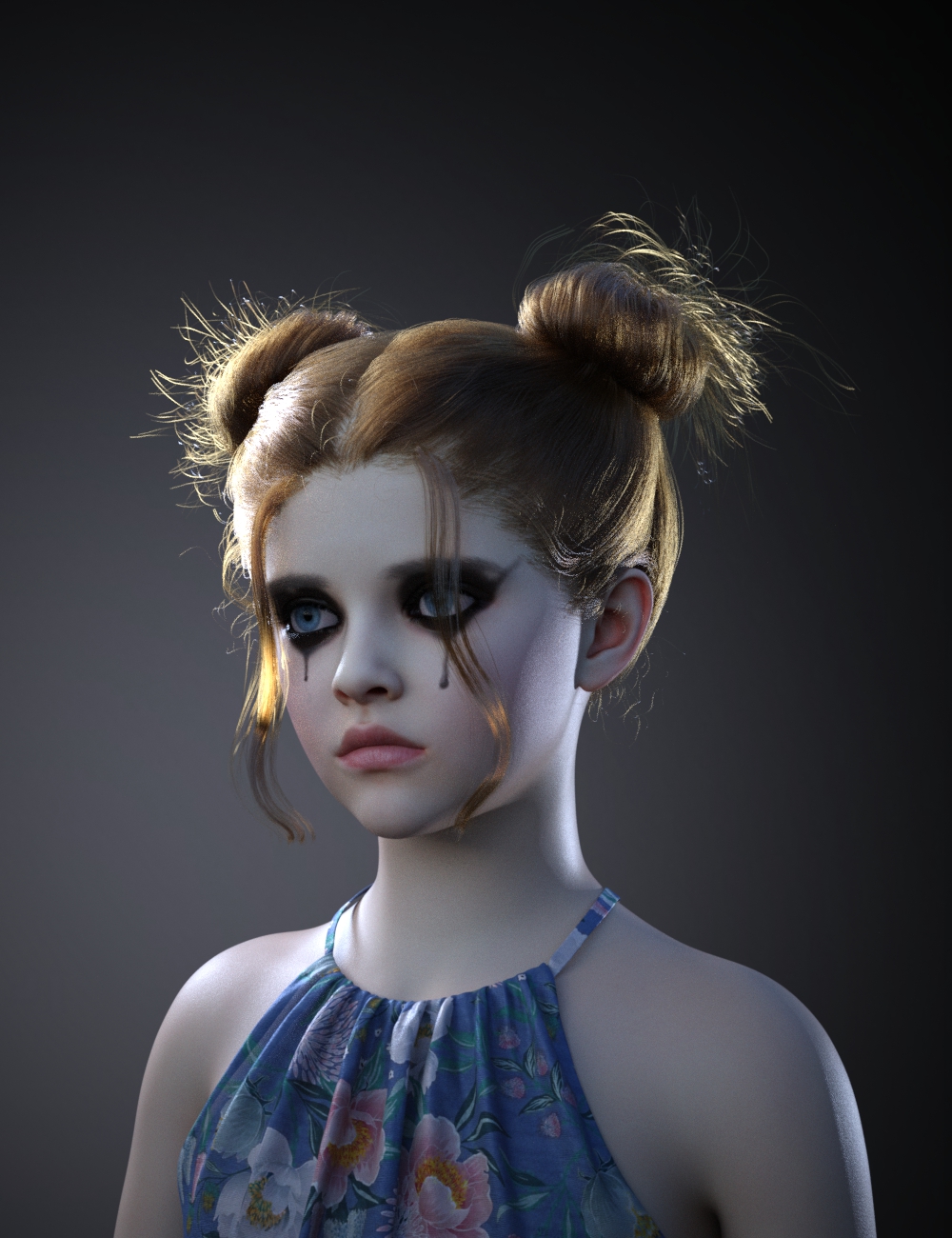 dForce Scary Mary Double Buns Hair for Genesis 9 | Daz 3D