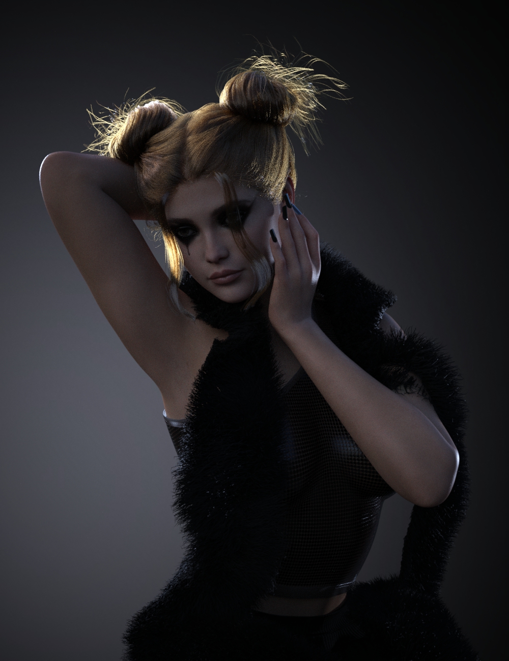 dForce Scary Mary Double Buns Hair for Genesis 9 | Daz 3D