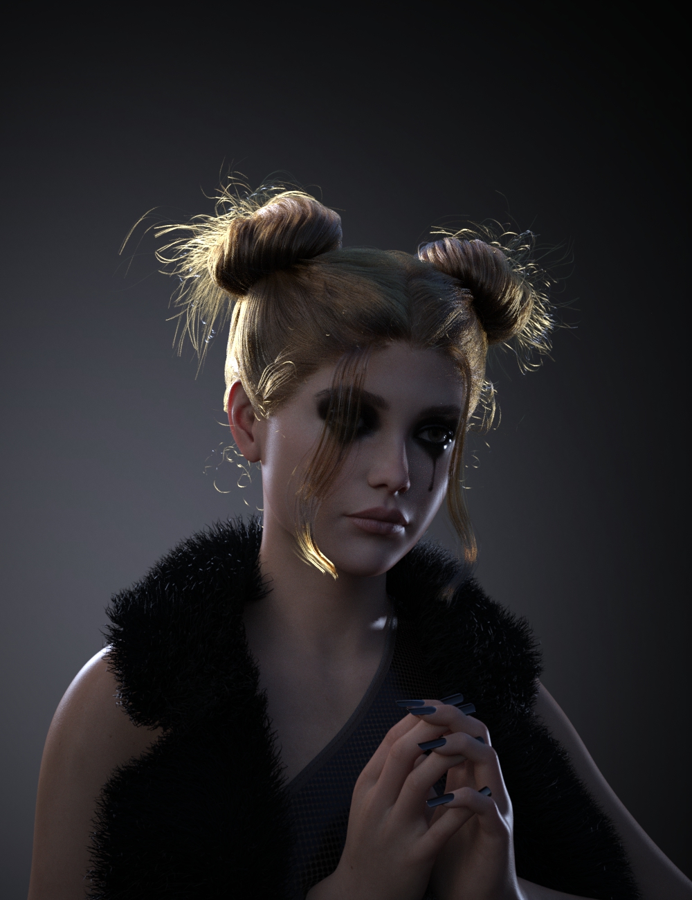 dForce Scary Mary Double Buns Hair for Genesis 9 | Daz 3D