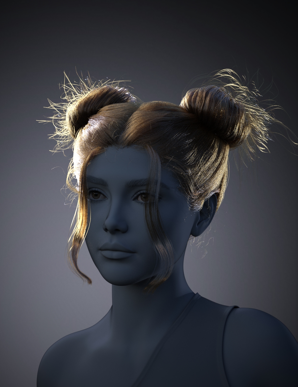 dForce Scary Mary Double Buns Hair for Genesis 9 | Daz 3D