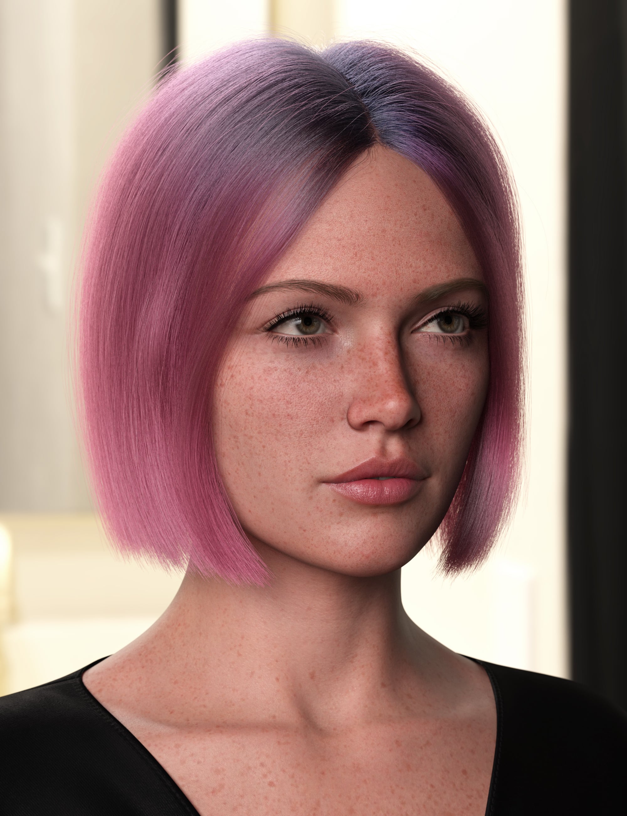 dForce Strand-Based Sleek Mid Part Bob Hair Color Expansion | Daz 3D