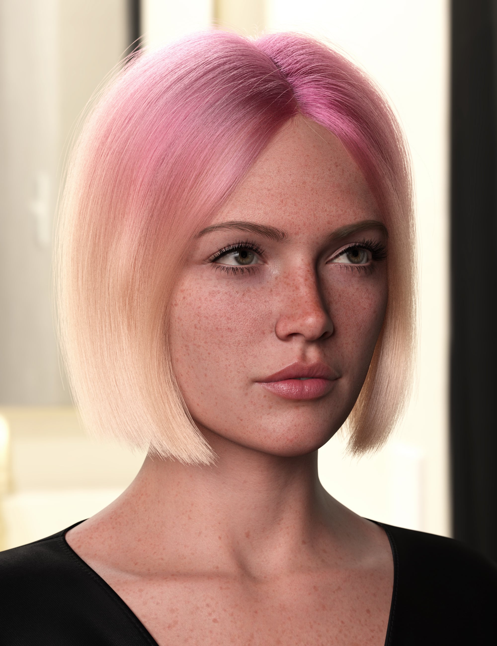 dForce Strand-Based Sleek Mid Part Bob Hair Color Expansion | Daz 3D